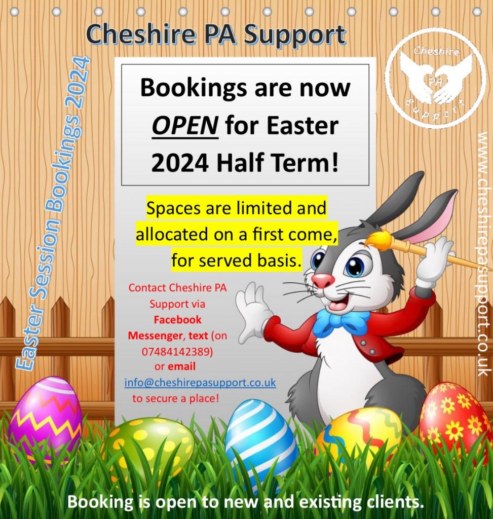 Easter 2024 Booking is now LIVE! - Cheshire PA Support